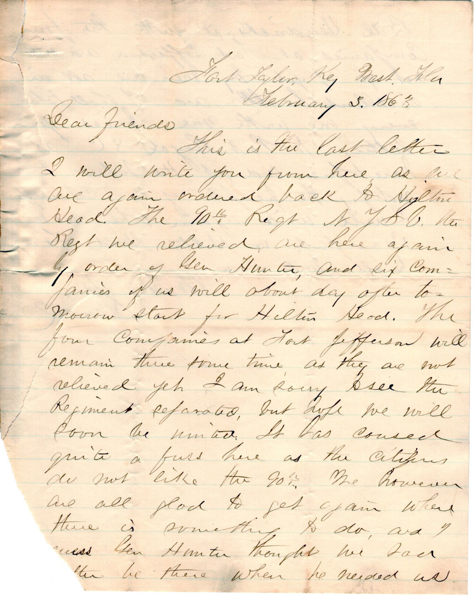 1863-02-03 J.P. Shindel Gobin from Key West, FL