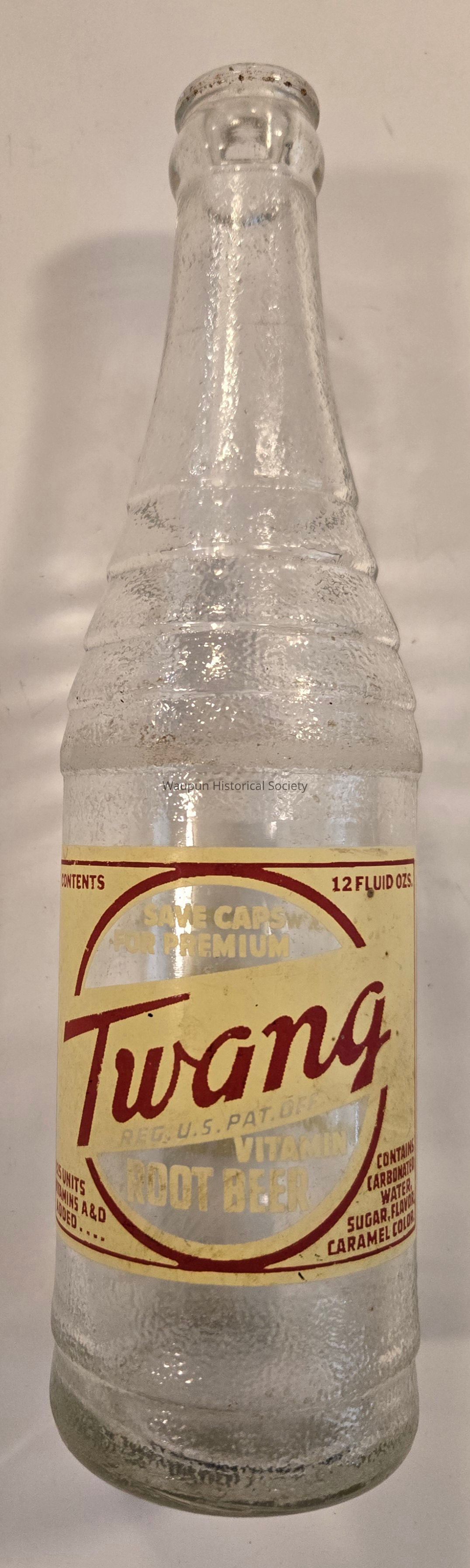 Bottle, Twang Soda, Clear Glass, Root Beer