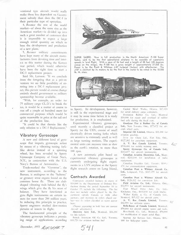 Contracts Awarded - Dec 1953