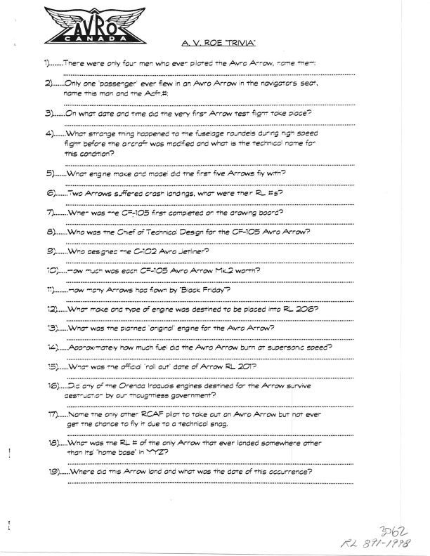 A.V. Roe Trivia (Quiz)