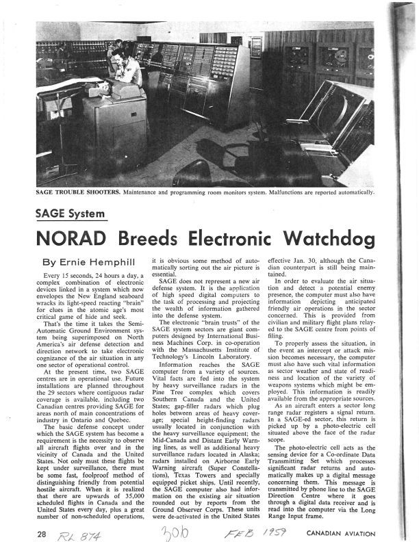 SAGE System - NORAD Breeds Electronic Watchdog