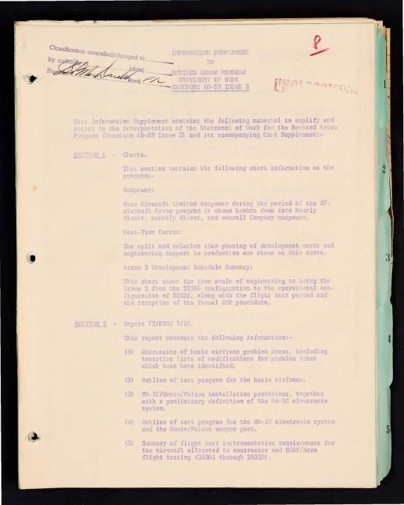 Information supplement to revised Arrow Program Statement of Work ...