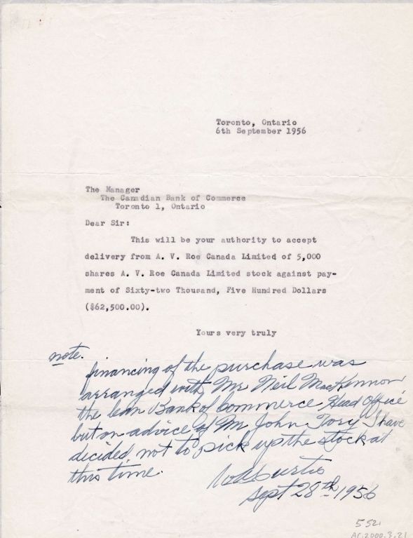 Letter from W.A.Curtis to Canadian Bank of Commerce