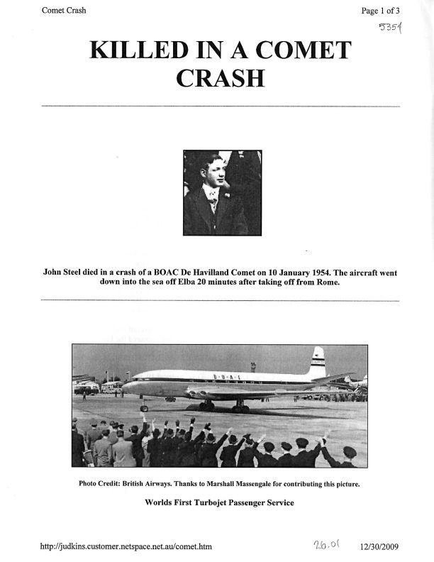 Killed in a Comet crash