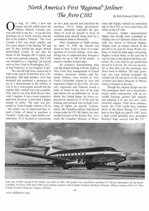 North America's First "Regional" Jetliner: The Avro C102