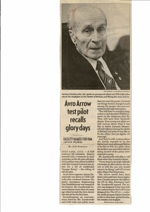 Avro Arrow test pilot recalls Glory Days