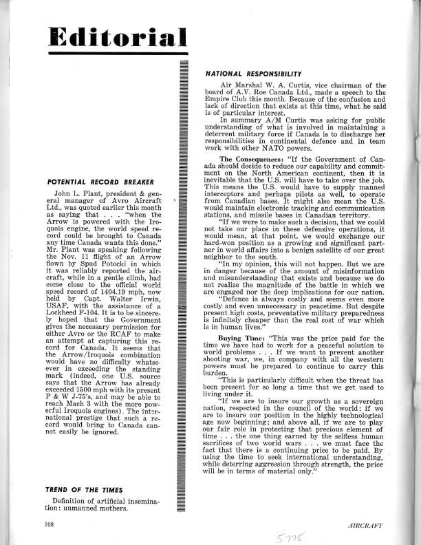 Editorial (Aircraft) - Nov 1958