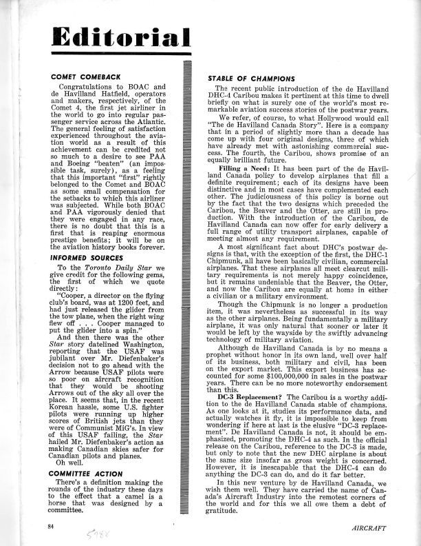 Editorial (Aircraft) - Oct 1958