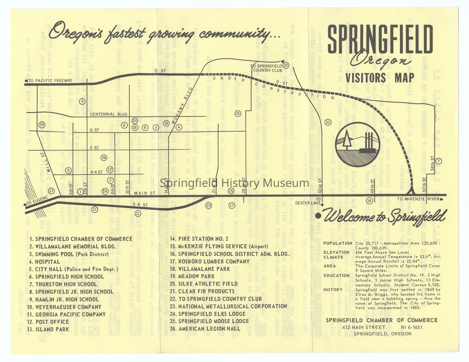 Tourist Map of Springfield, circa 1970-1980