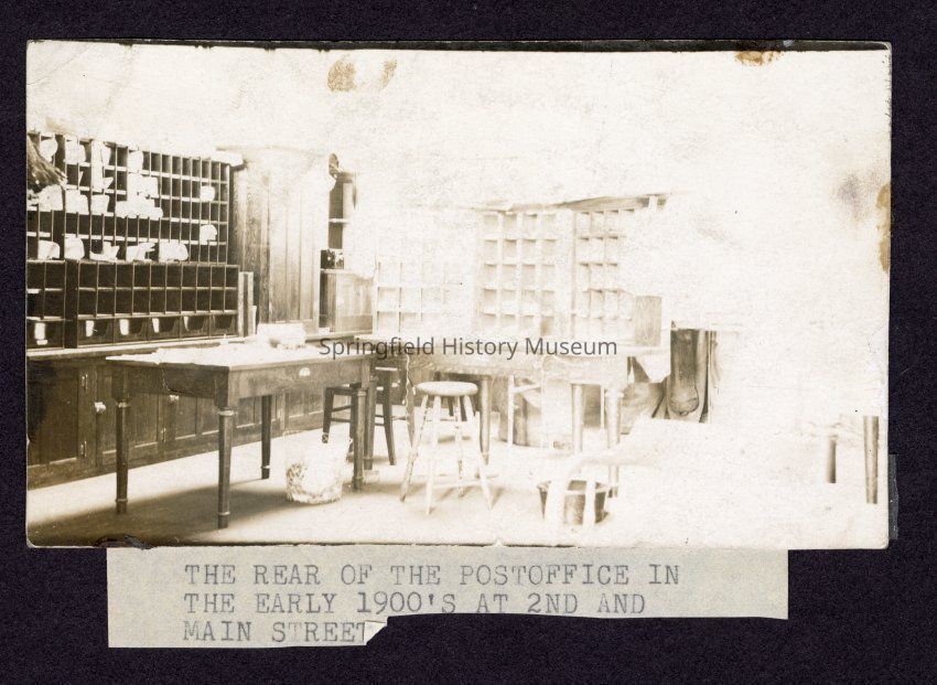 Photograph of the interior of the Post Office, Springfield, early 1900s