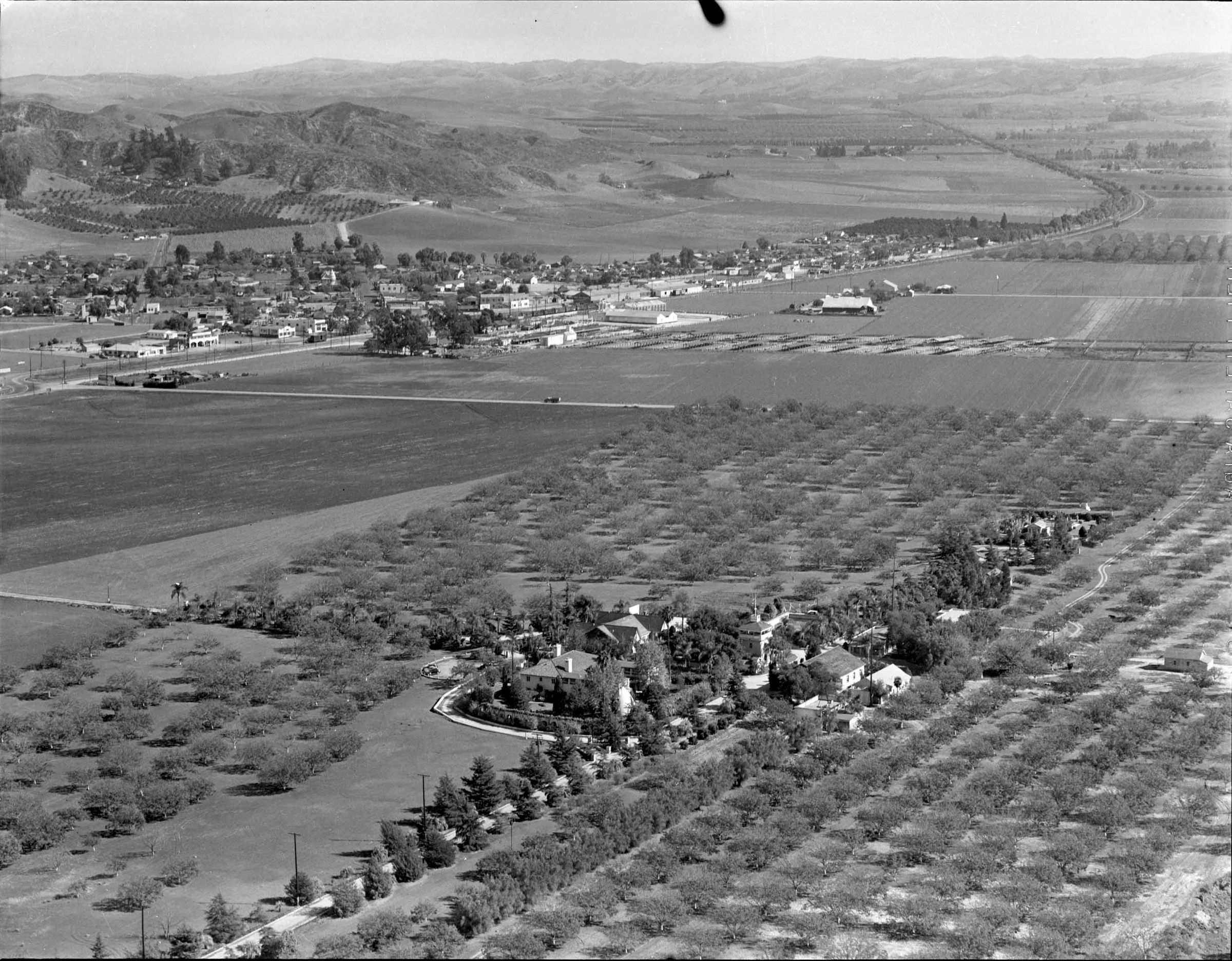 AERIAL VIEW OF THE HOMESTEAD SITE FROM THE SOUTHWEST, CA. 1940