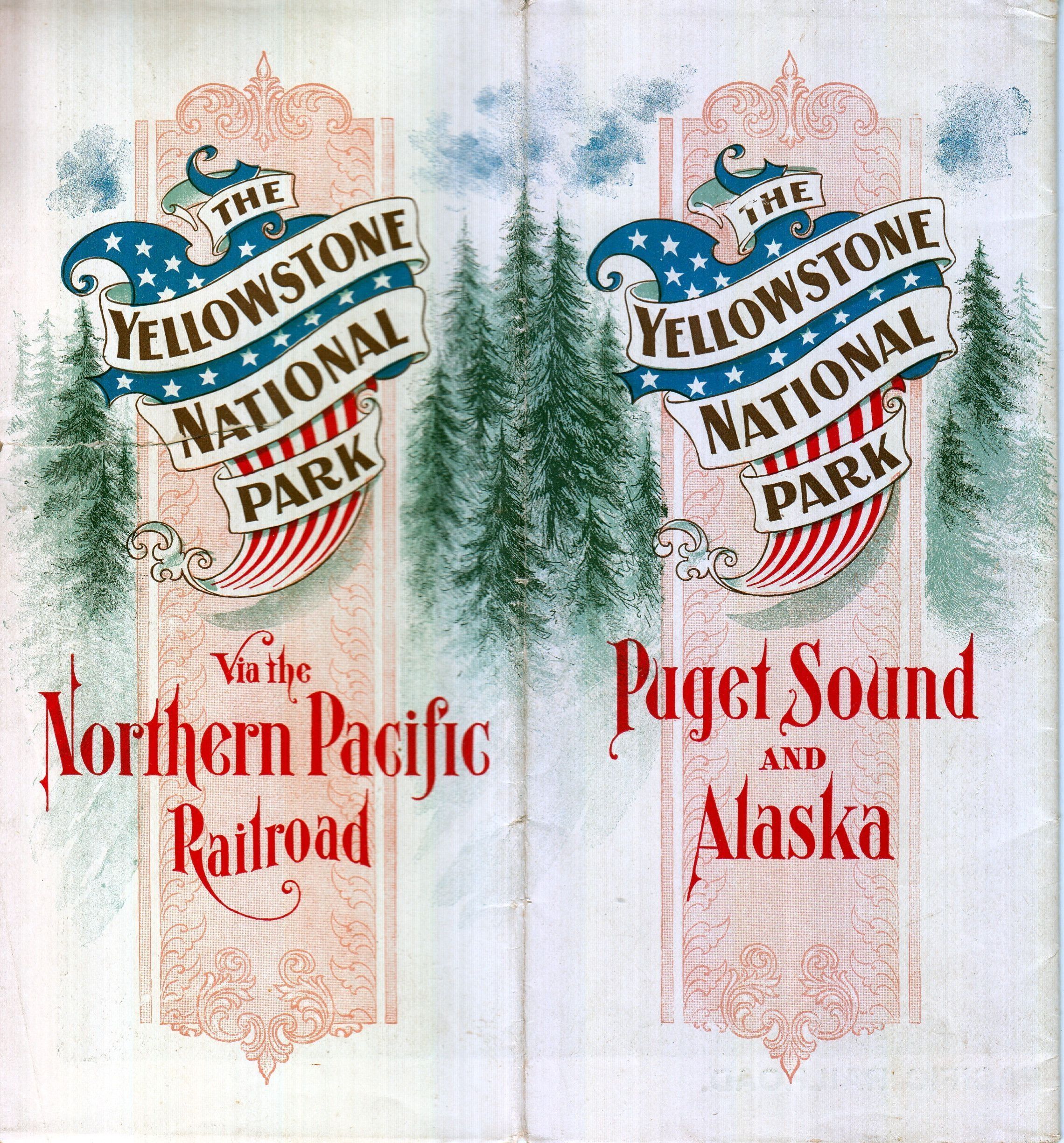 1895 Bi-fold brochure The Yellowstone National Park Puget Sound ...