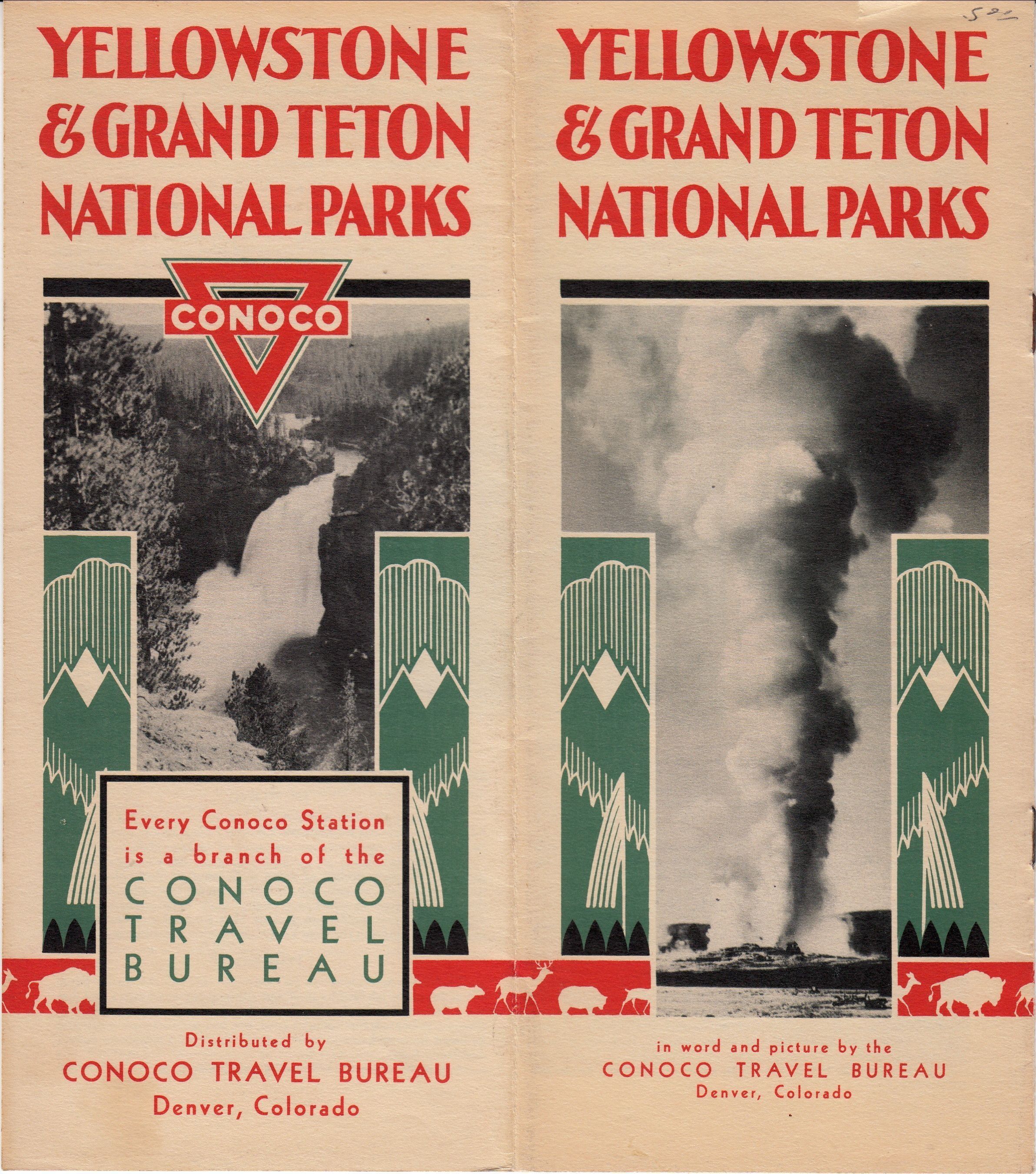 1933 circa Bi-fold brochure Yellowstone & Grand Teton National Parks ...