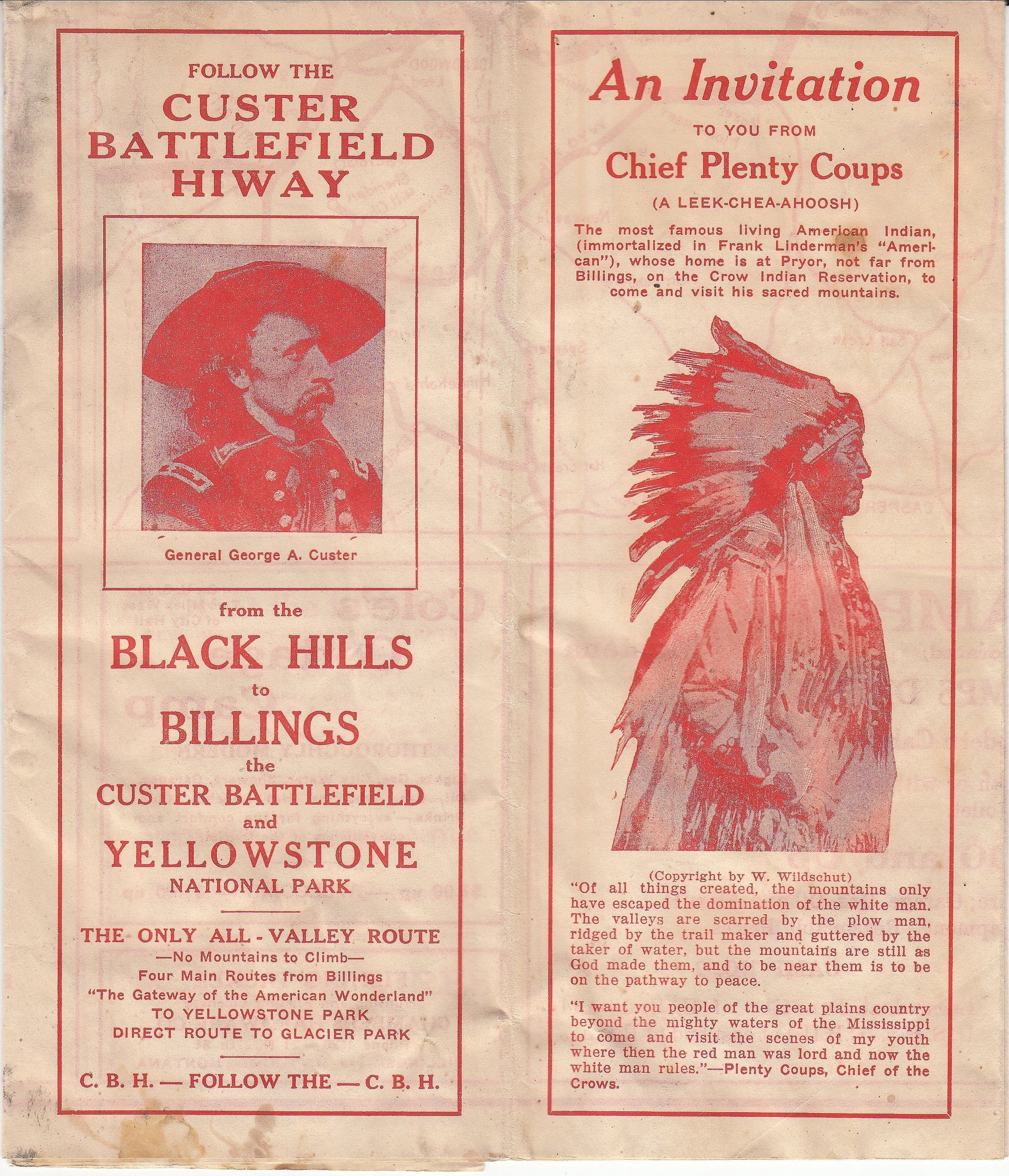 1930 Bi-fold brochure An Invitation to You form Chief Plenty Coups ...