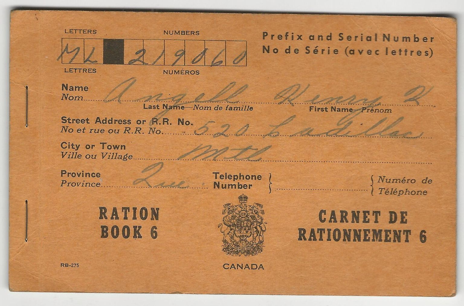 Canadian Ration Book