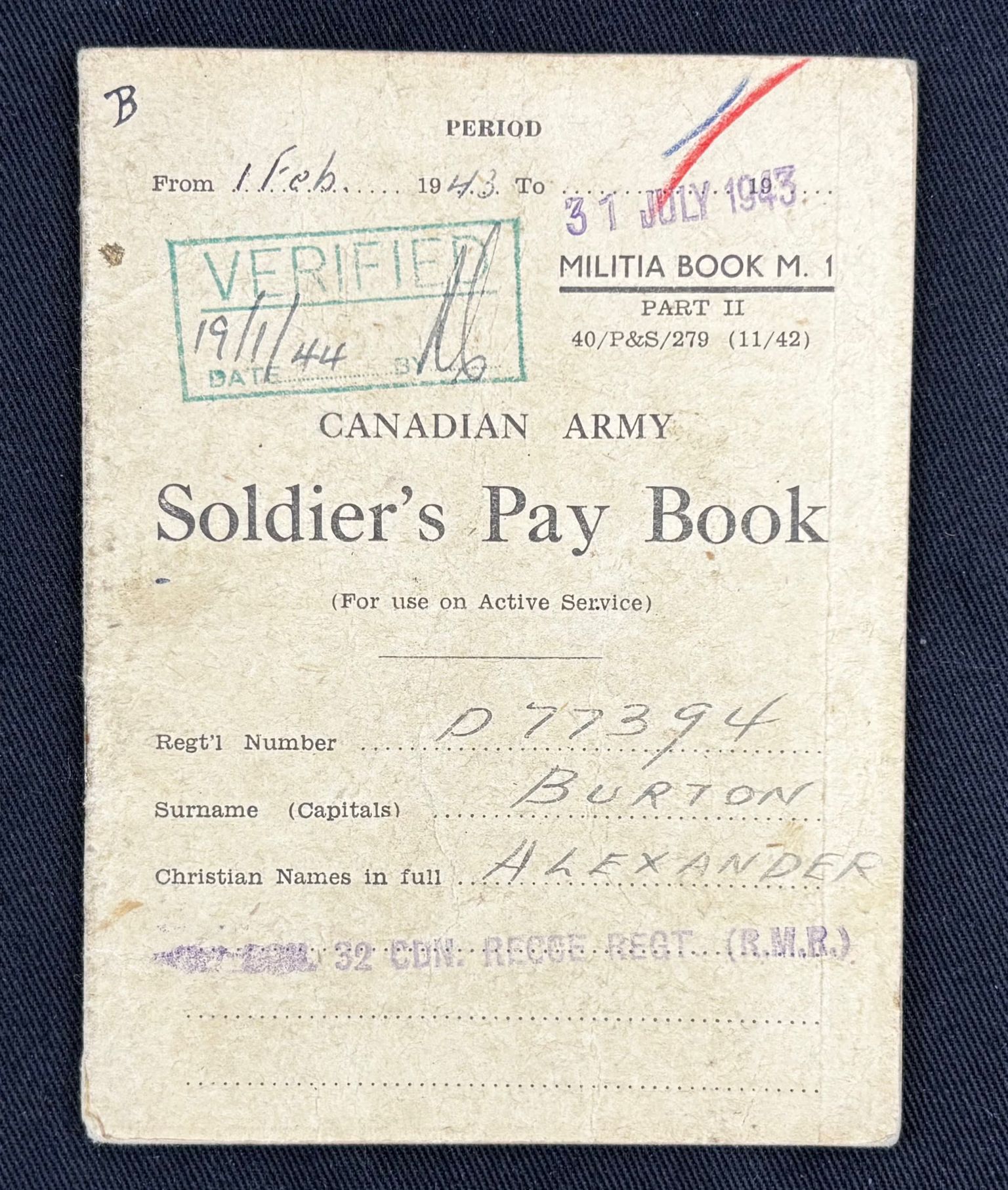 Soldier's Pay Book, WW2