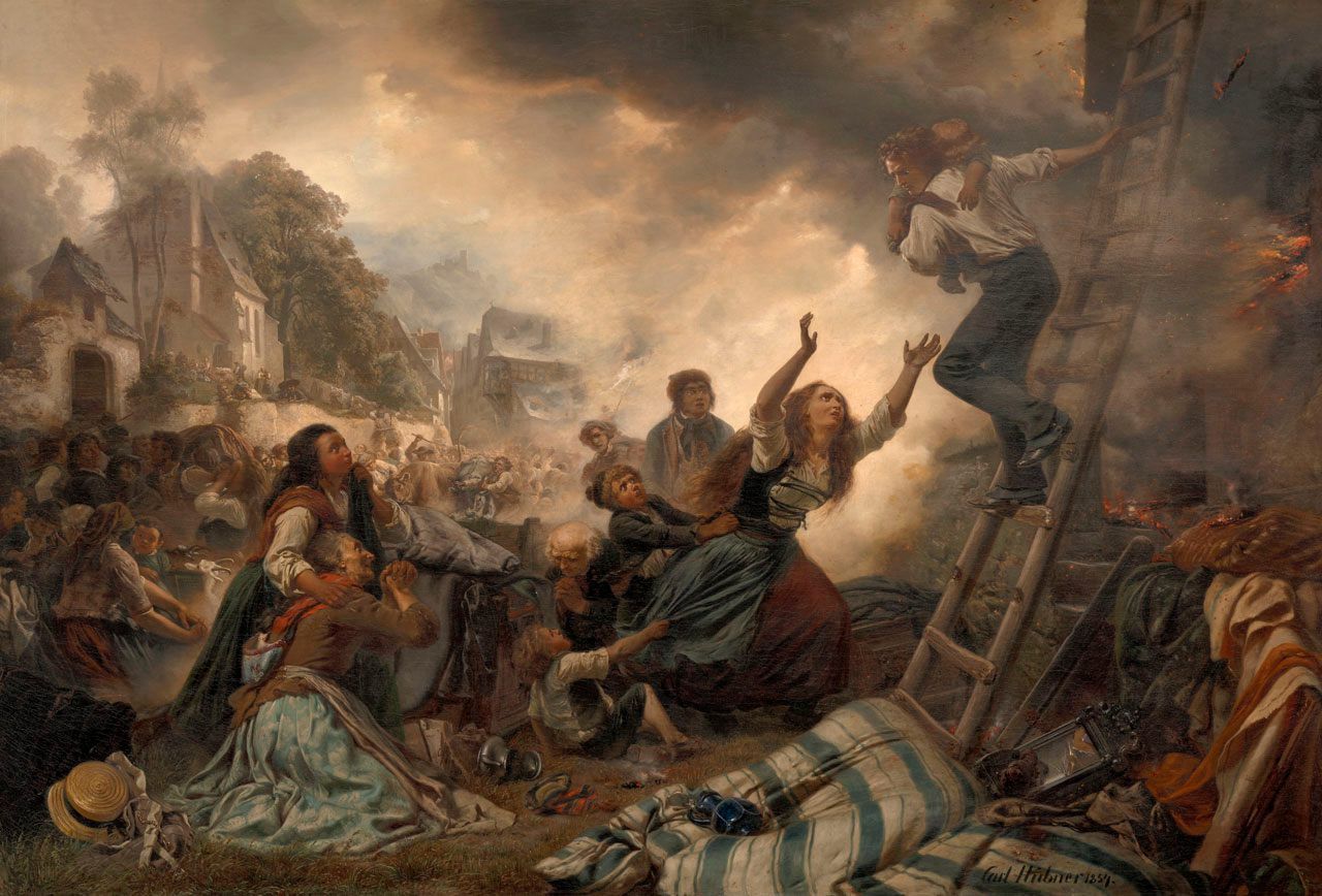 Crocker Art Museum - Art - The Village on Fire by Carl Wilhelm Hübner ...