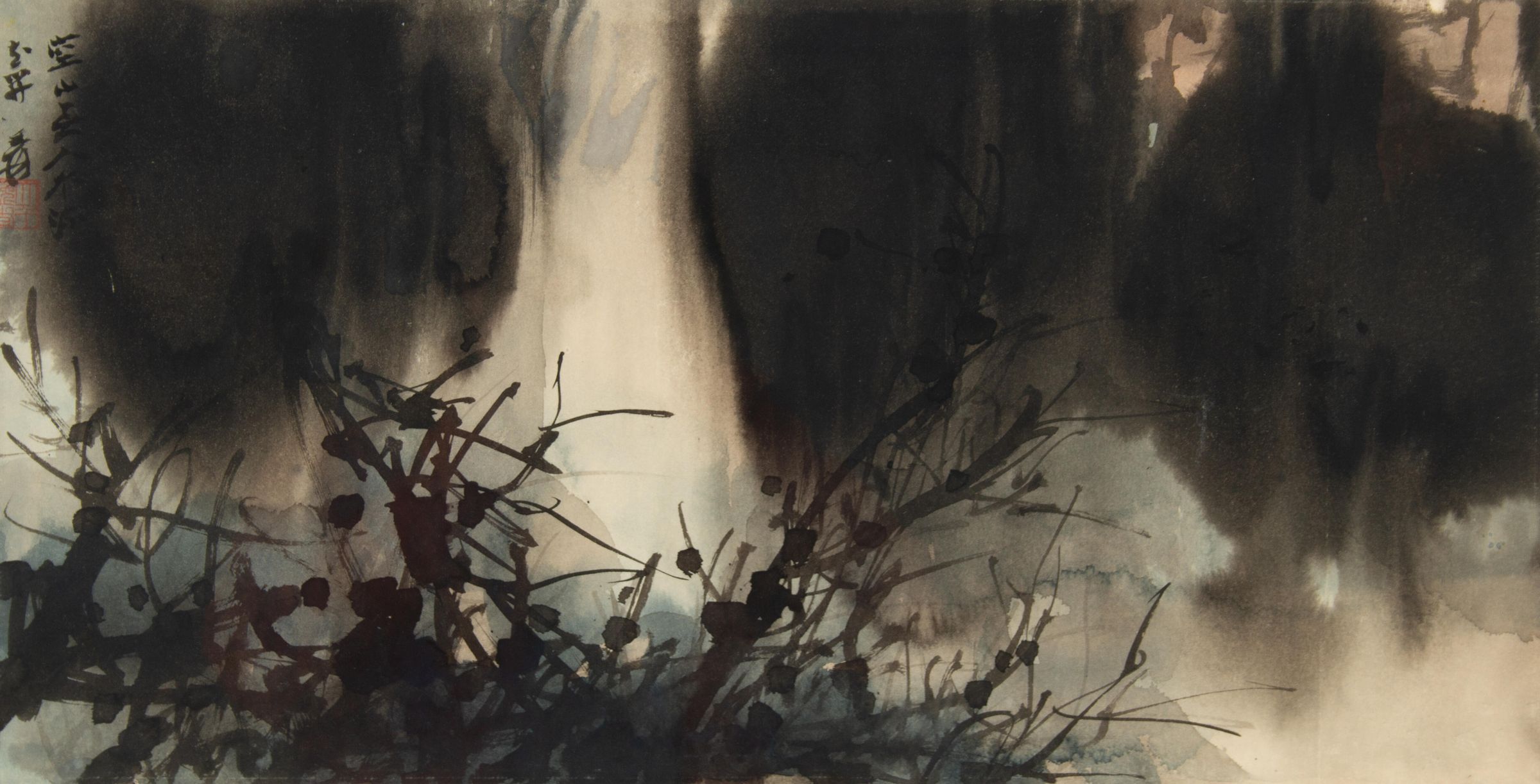 Crocker Art Museum - Art - Waterfall on a Lofty Cliff by Zhang Daqian ...