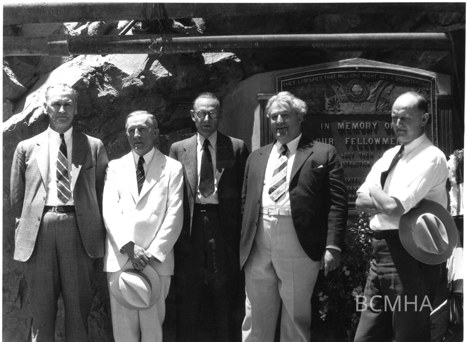 Hoover Dam art & monuments; memorial plaque dedication, May 30, 1935