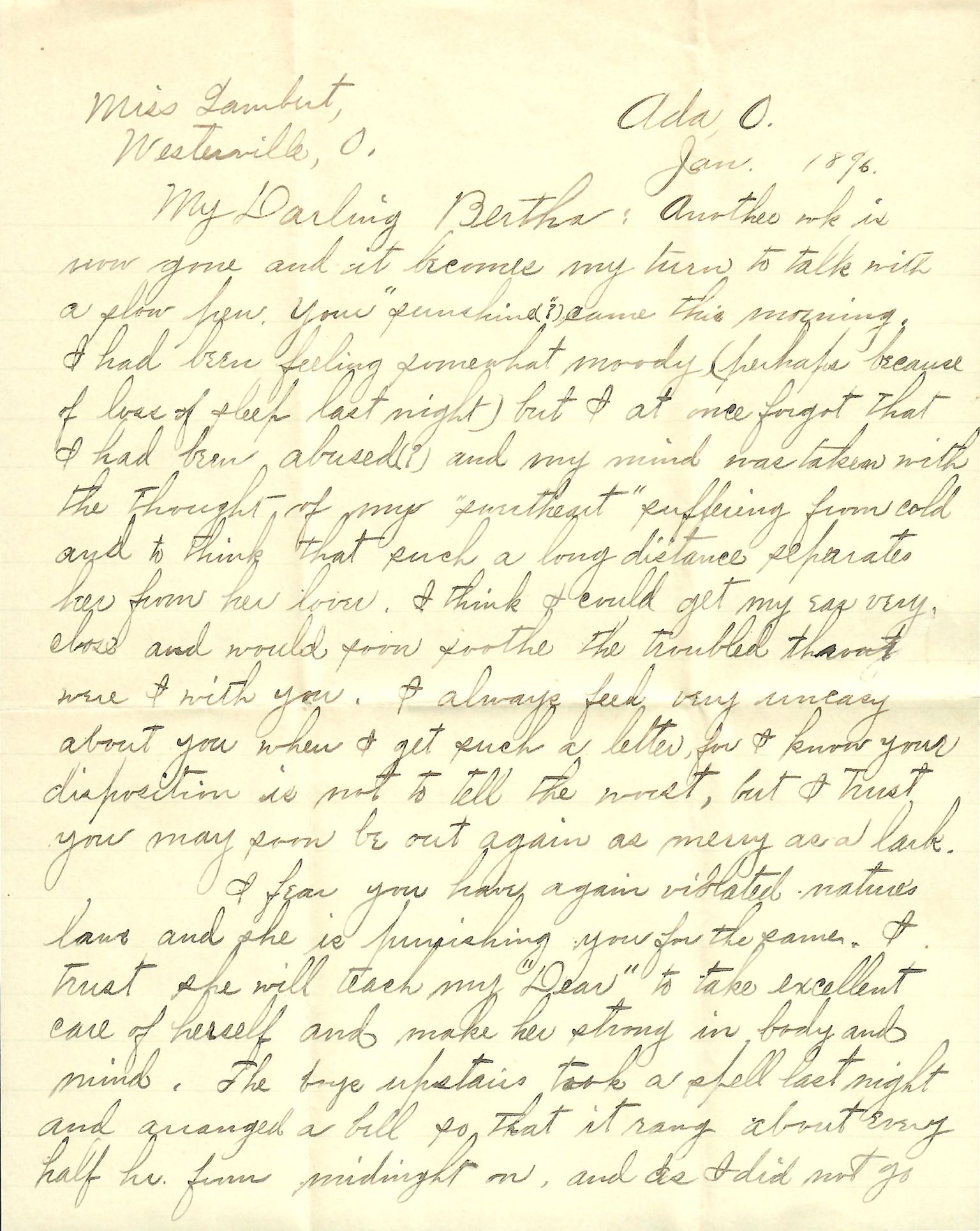 AU Harris, Joseph Hastings - 1896-01-22 letter to Bertha Elizabeth Lambert