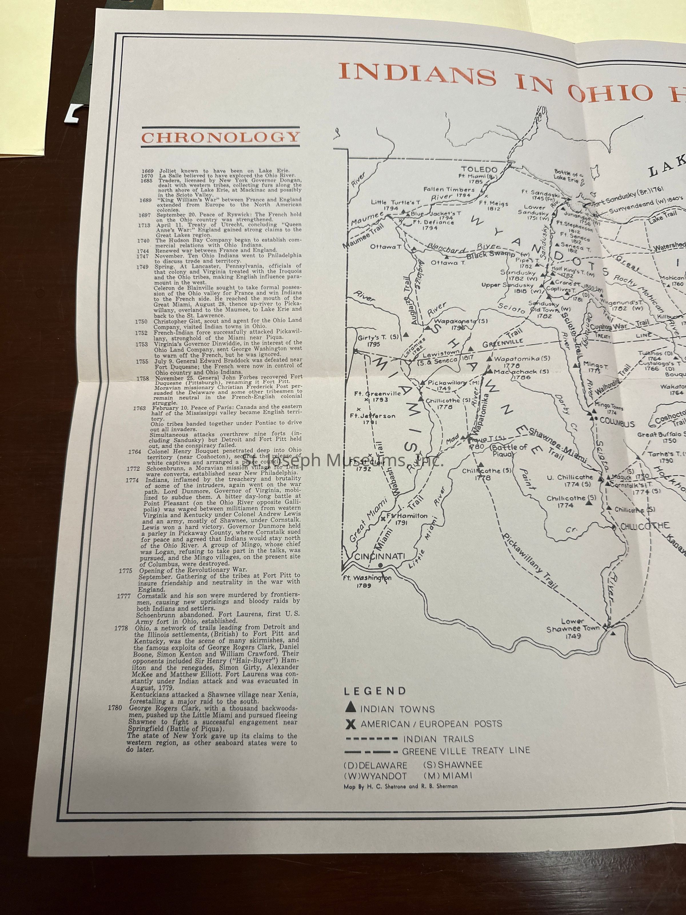 Map of Ohio Indian Village Sites and Trails with Chronological Listing ...
