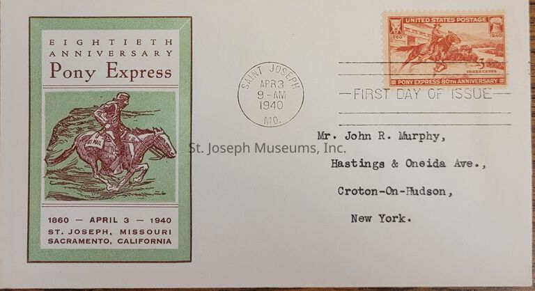 Pony Express 80th Anniversary First Day Issue Envelope to Murphy, St ...