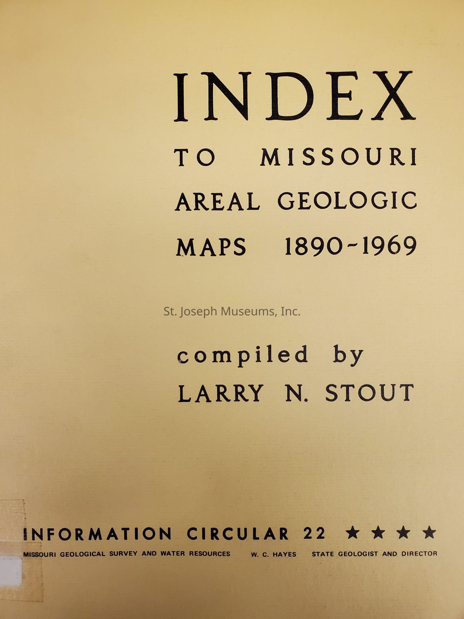 Index to Missouri Aerial Geologic Maps 1890-1969