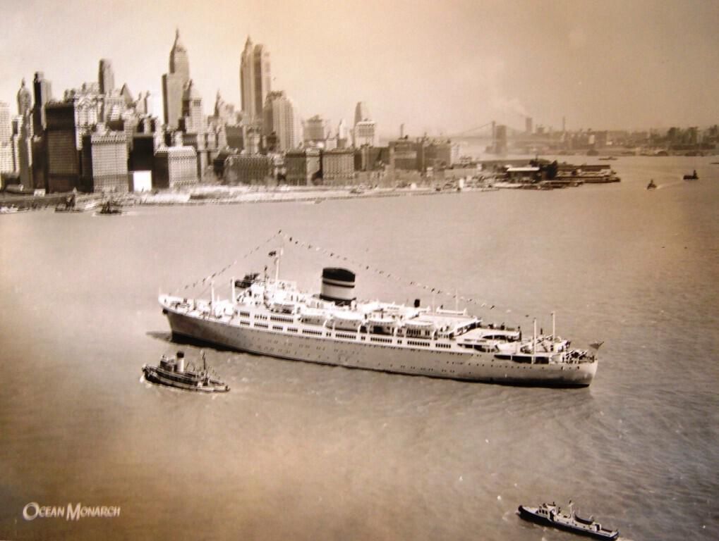 SS Ocean Monarch Port Beam Aerial View