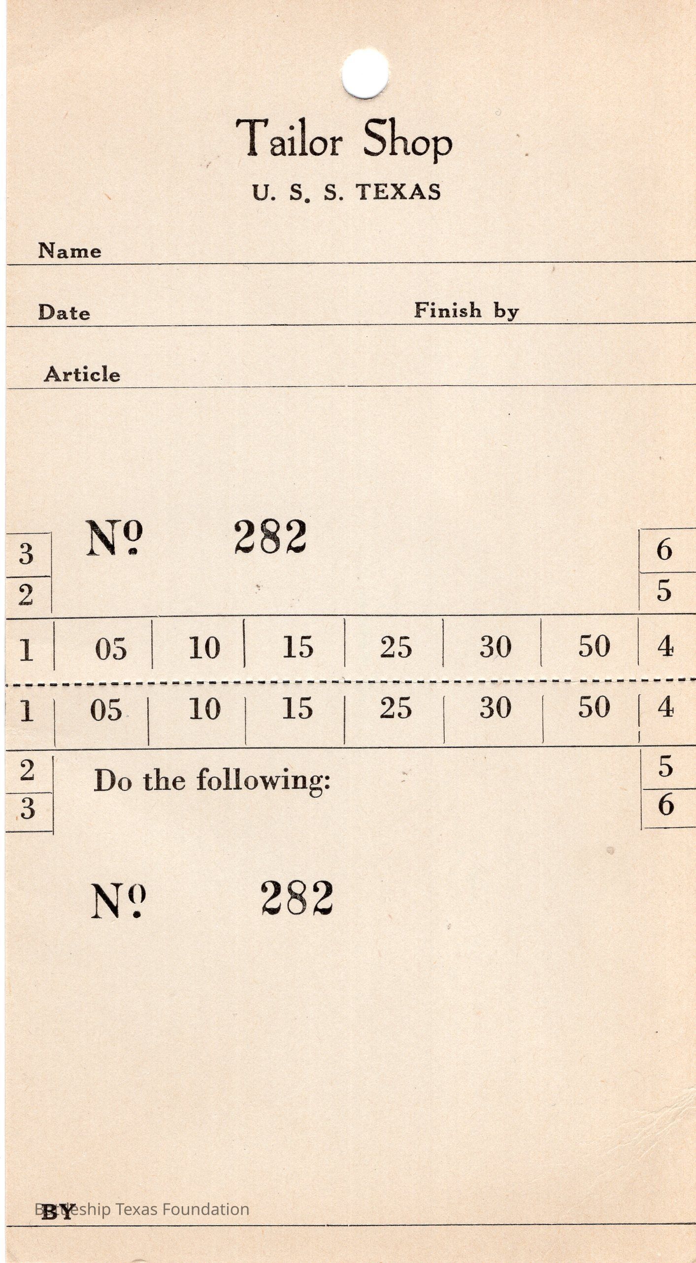 Tailor Shop order form