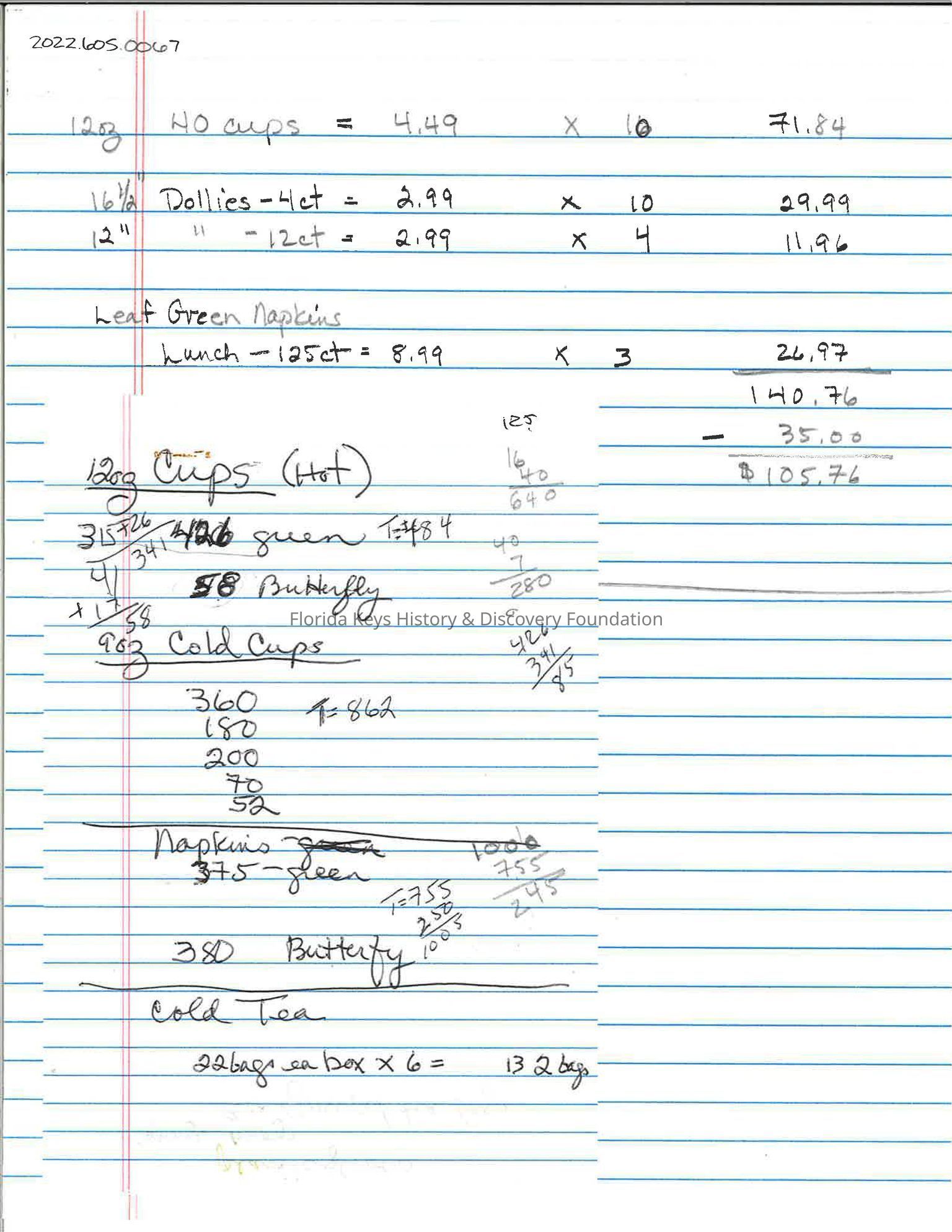 Handwritten Expense Note