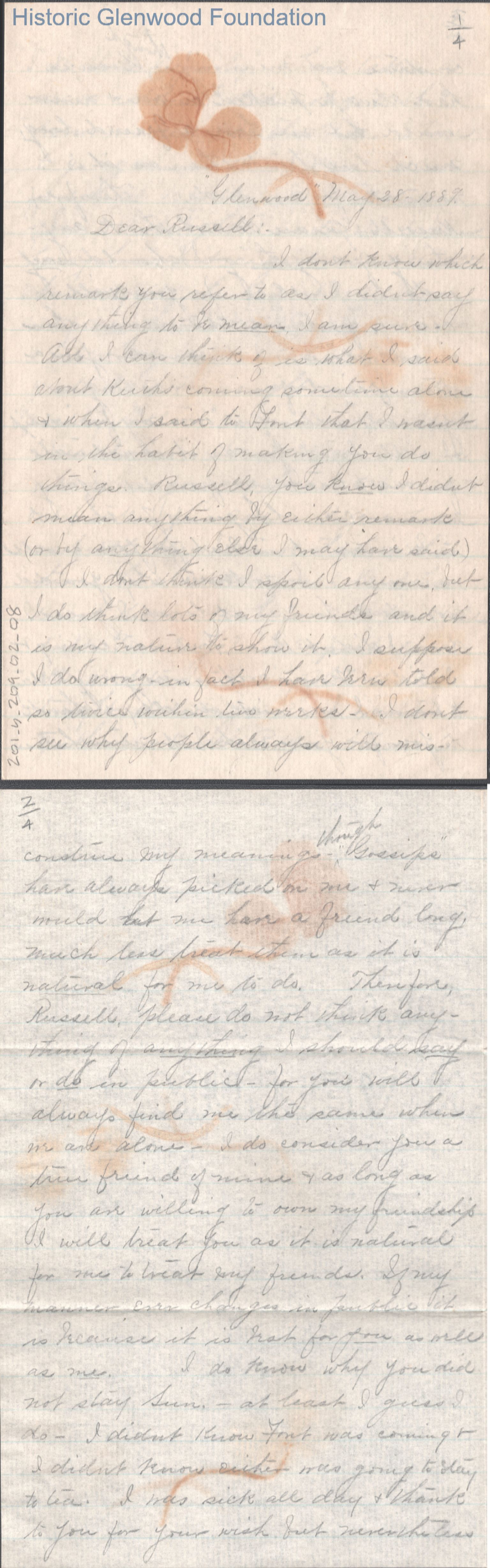 Russell G. Quarrier from Elizabeth S. Quarrier, May 28, 1889