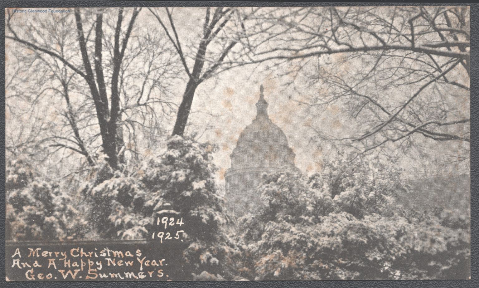 George W. Summers, Christmas card, c. 1924-25